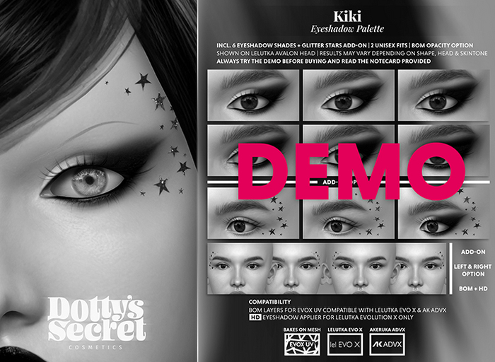 Second Life Marketplace - Dotty's Secret - Kiki - Eyeshadow Palette ...